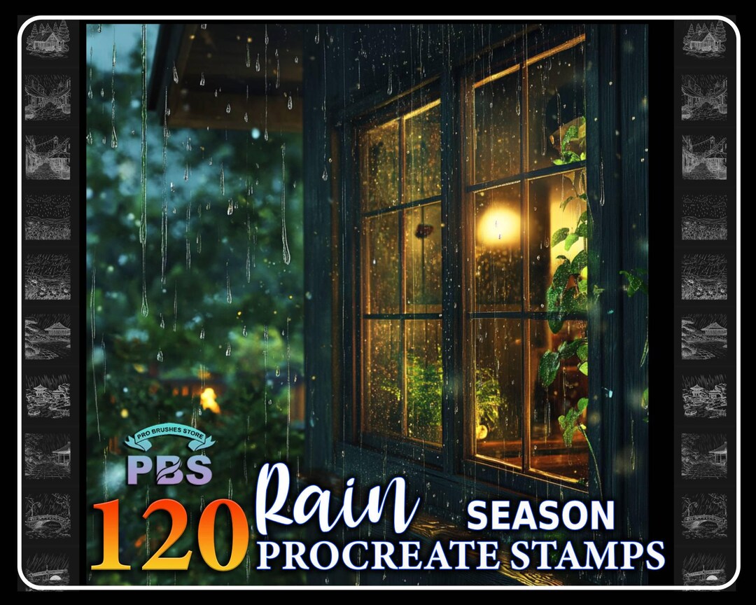 120 Rain Season Procreate Stamps: Weather Brushes (digital Download) - Etsy