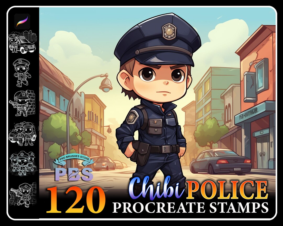 120 Procreate Chibi Police Stamps: Character Art (digital Download) - Etsy