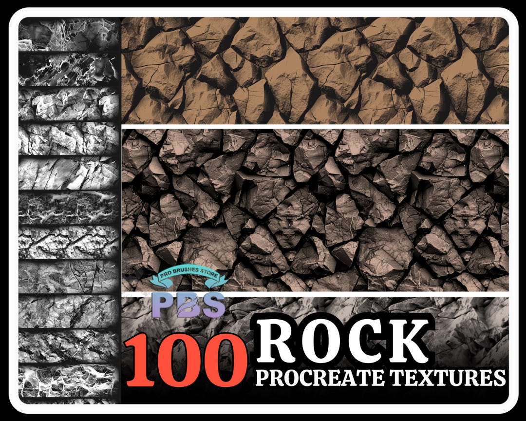 100 Rock Textures for Procreate: Stone Brushes (digital Download) - Etsy