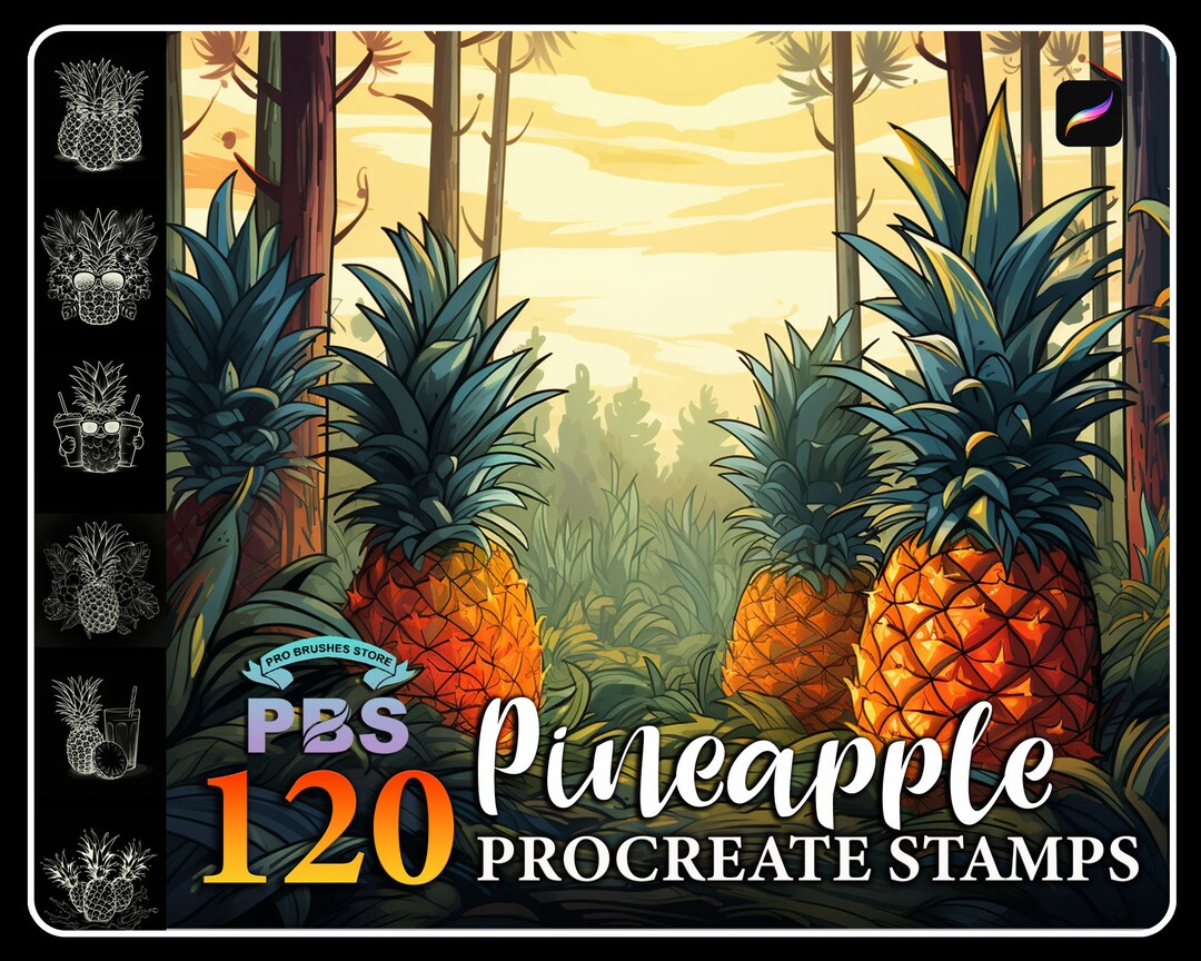 120 Procreate Pineapple Stamps, Pineapple Brush for Procreate, Fruits ...
