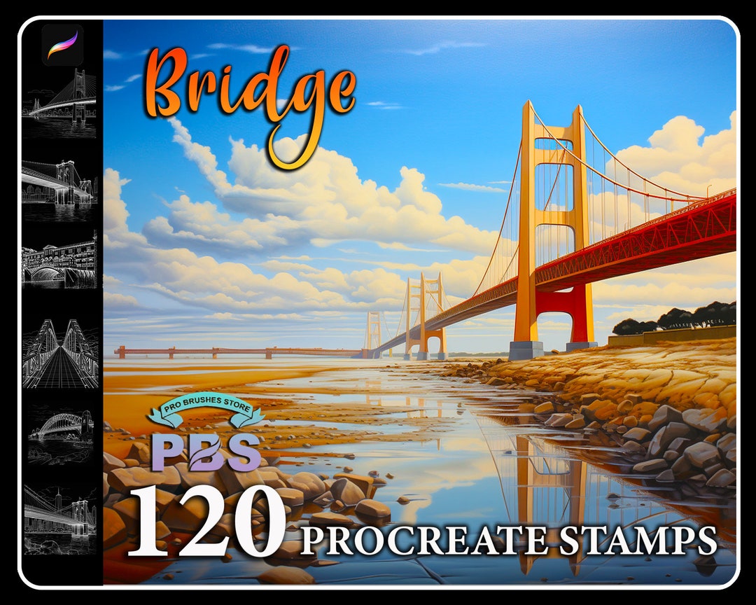 120 Bridge Procreate Stamps: Architecture Brush Set (digital Download ...