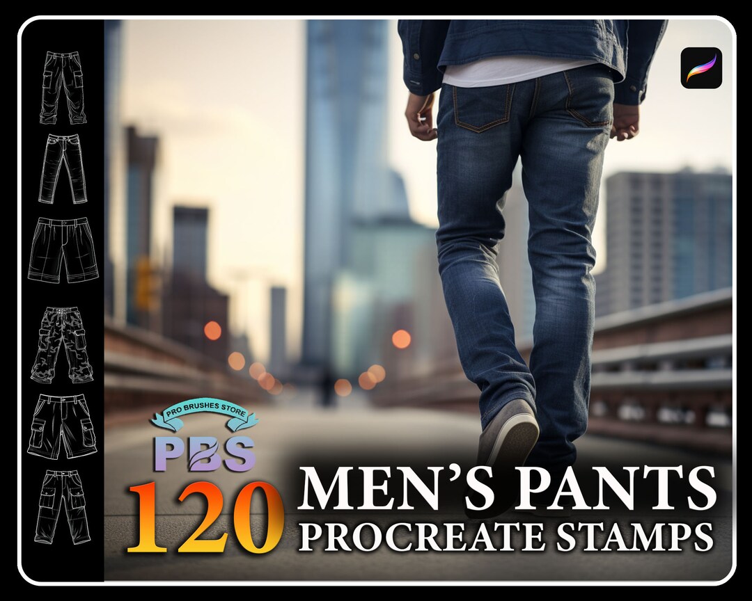 120 Procreate Men Pants Stamps, Trousers Brush for Procreate, Man ...