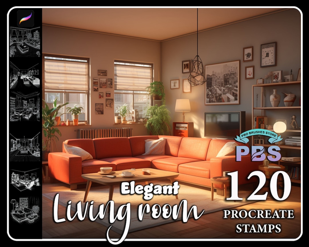 120 Procreate Living Room Stamps, Living Room Stamps for Procreate ...