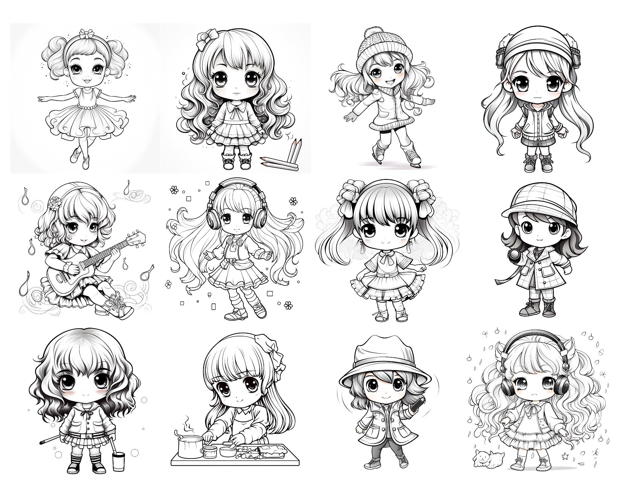 120 Procreate Chibi Girl Character Stamps Chibi Girl Stamps - Etsy