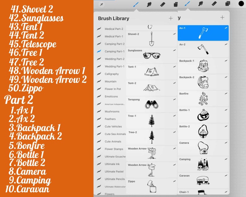 100 Camping Procreate Stamps: Brush Set Bundle (digital Download) - Etsy UK
