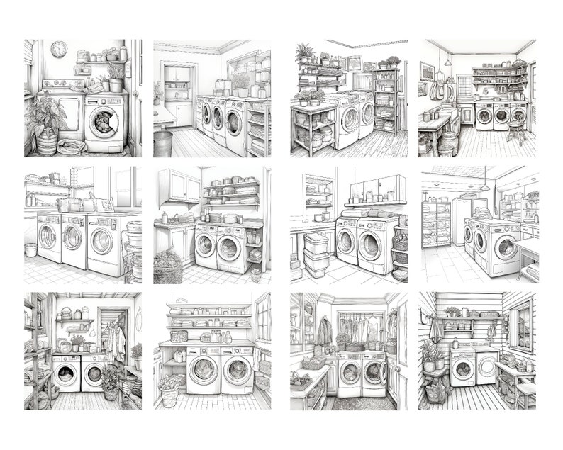 120 Laundry Room Procreate Stamps: Interior Design Brushes (digital ...