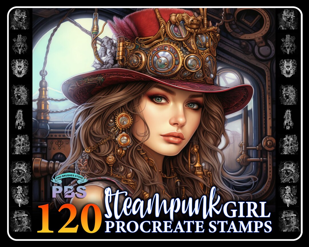 120 Procreate Steampunk Girl Stamps, Steampunk Girl Stamps for ...