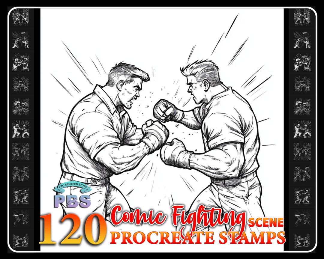 120 Procreate Comic Fighting Scene Stamps: Dynamic Brush Set (digital ...