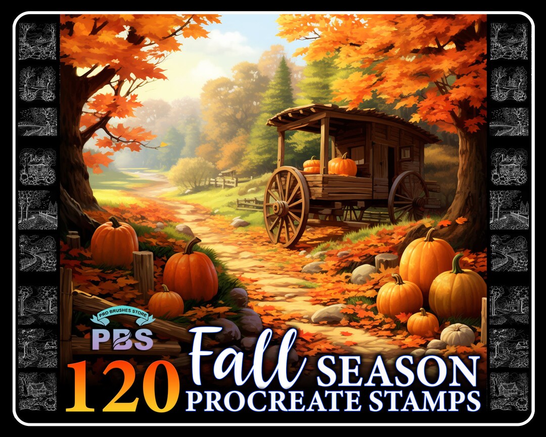 120 Procreate Fall Stamps, Fall Season Stamps for Procreate, Autumn ...