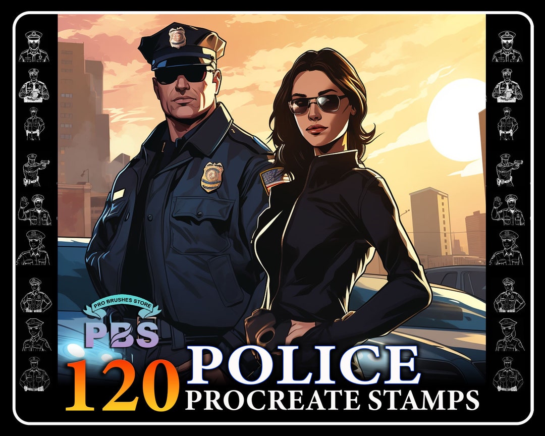 120 Procreate Police Stamps, Cop Stamps for Procreate, Ocupation Stamp ...