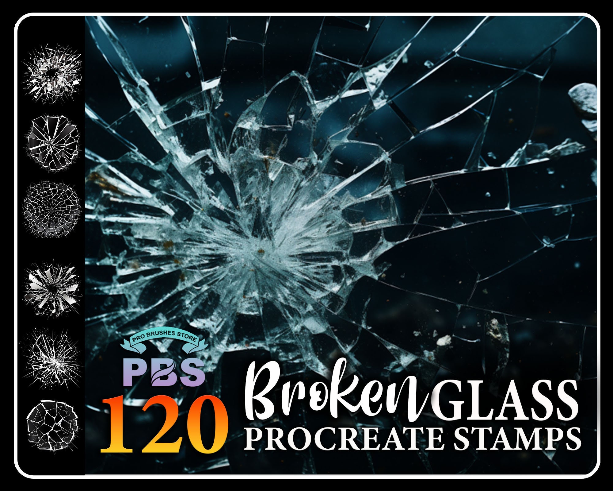 120 Procreate Broken Glass Stamps Broken Glass Stamps for - Etsy