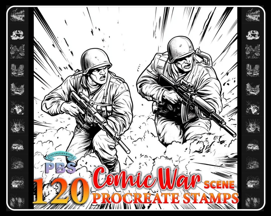 120 Procreate Comic War Scene Stamp, War Stamp for Procreate, Conflict ...