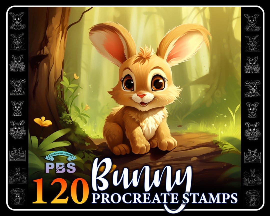 120 Procreate Bunny Stamps, Cute Bunny Brush for Procreate, Rabbit ...