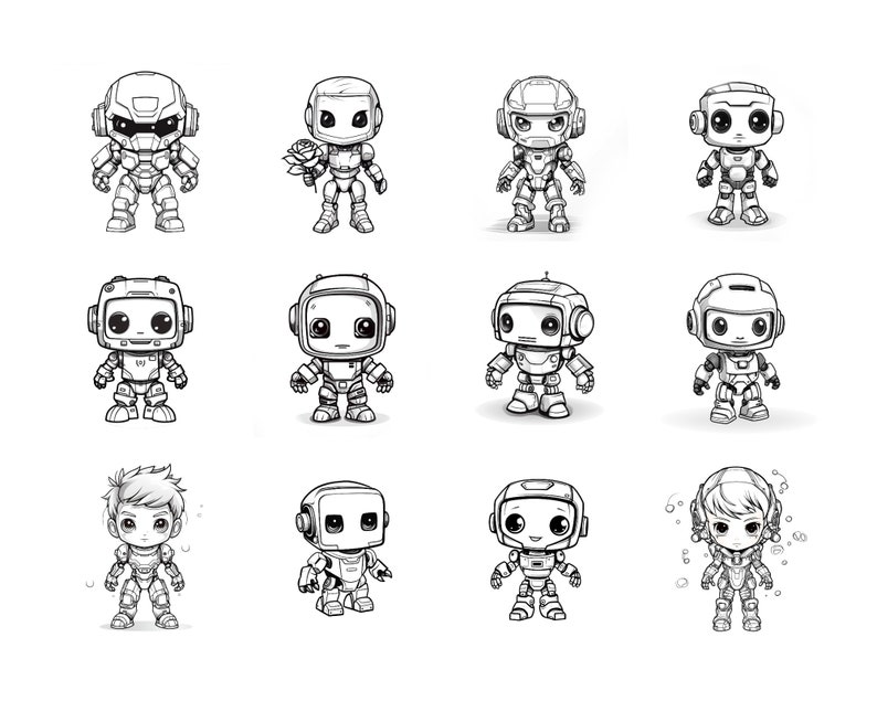 120 Procreate Chibi Robot Stamps, Chibi Robot Character Stamps for ...