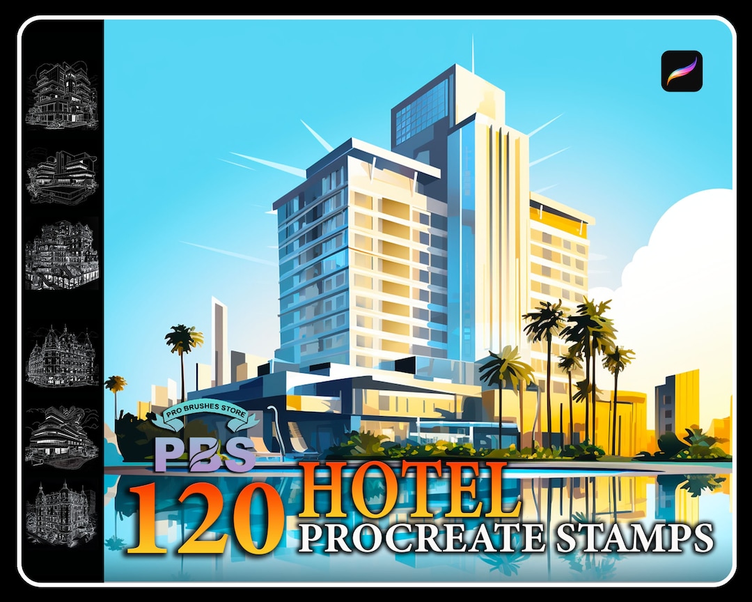 120 Procreate Hotel Stamps, Hotel Stamps for Procreate, Procreate ...