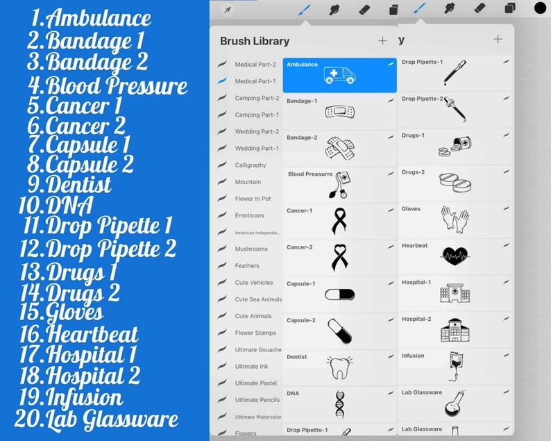 100 Procreate Nurse Stamps Medical Procreate Stamp 100 - Etsy