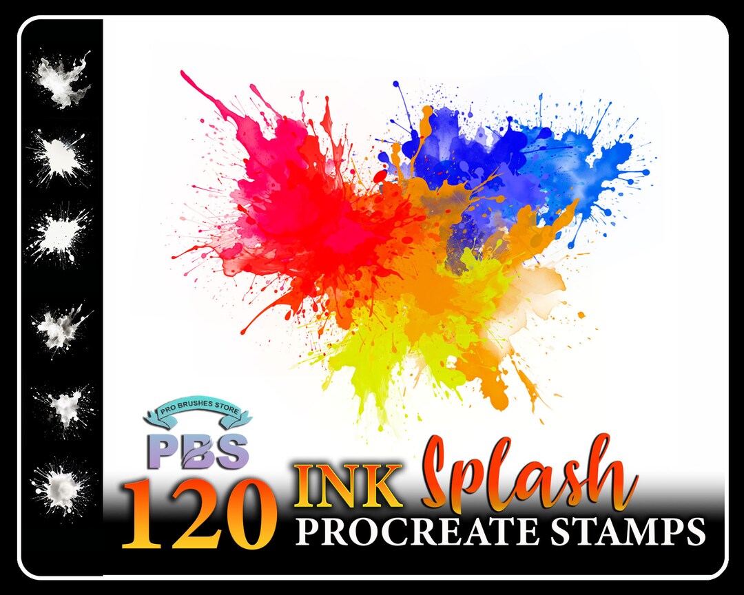120 Procreate Ink Splash Stamps, Ink Splash Stamps for Procreate ...