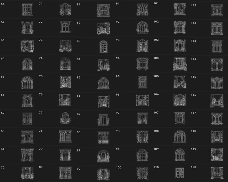 120 Elegant Window Procreate Stamps: Design Elements (digital Download ...