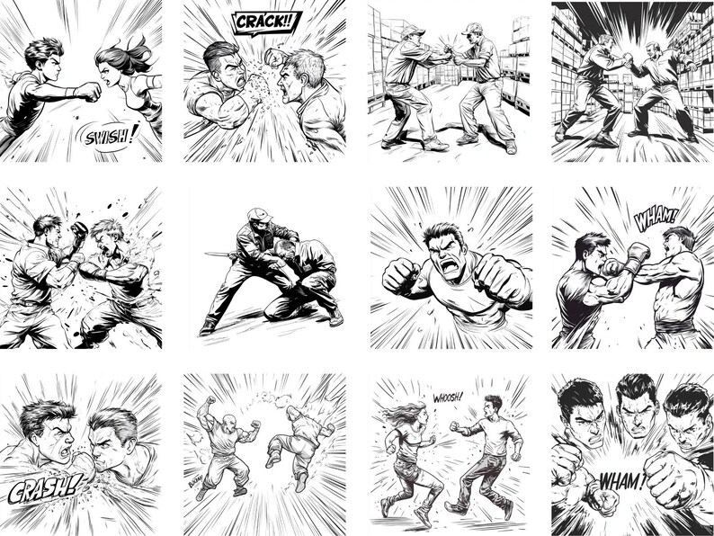 120 Procreate Comic Fighting Scene Stamps: Dynamic Brush Set (digital ...