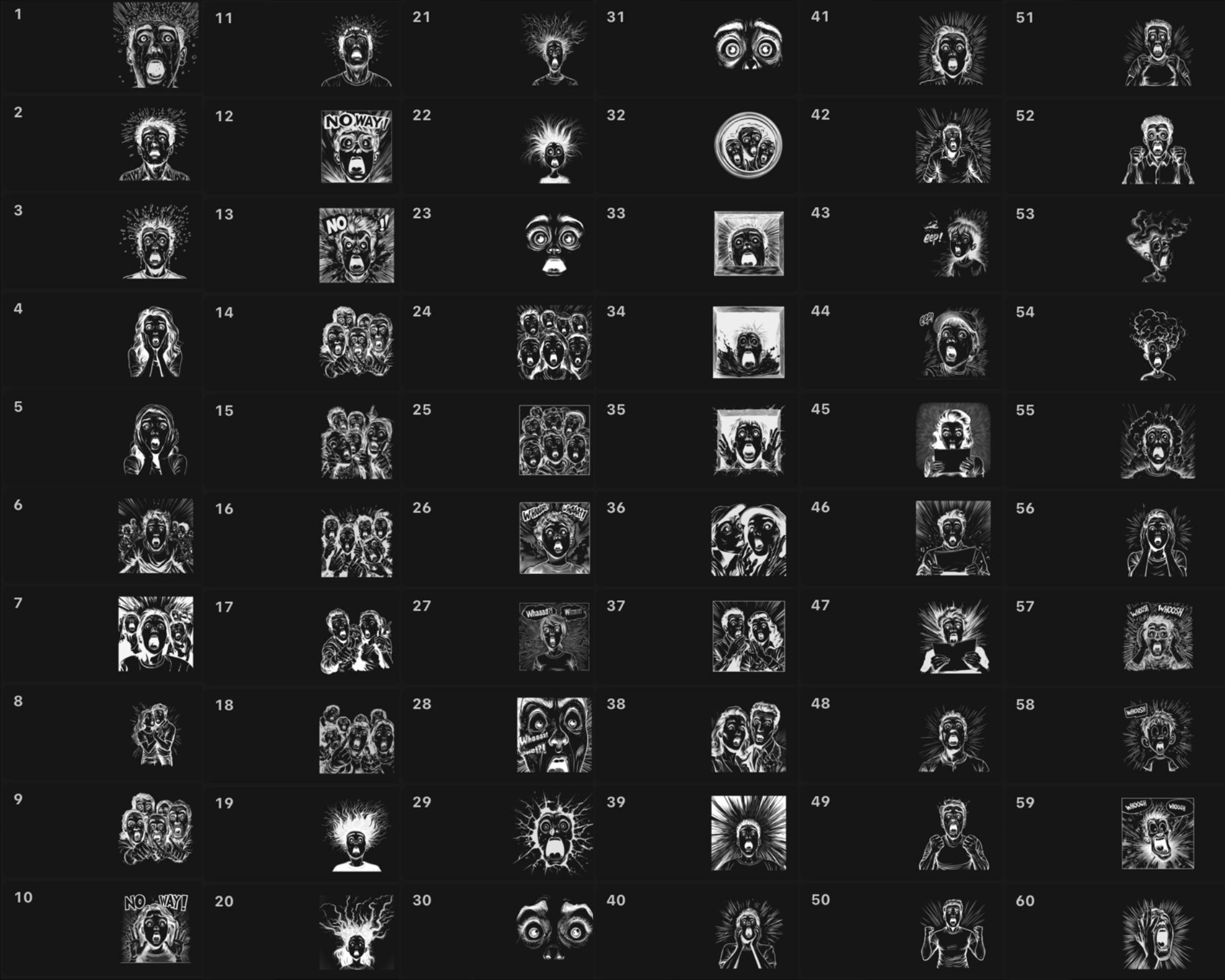 Procreate Comic Shocked Scene Stamps: 120 Expression Brushes (digital ...