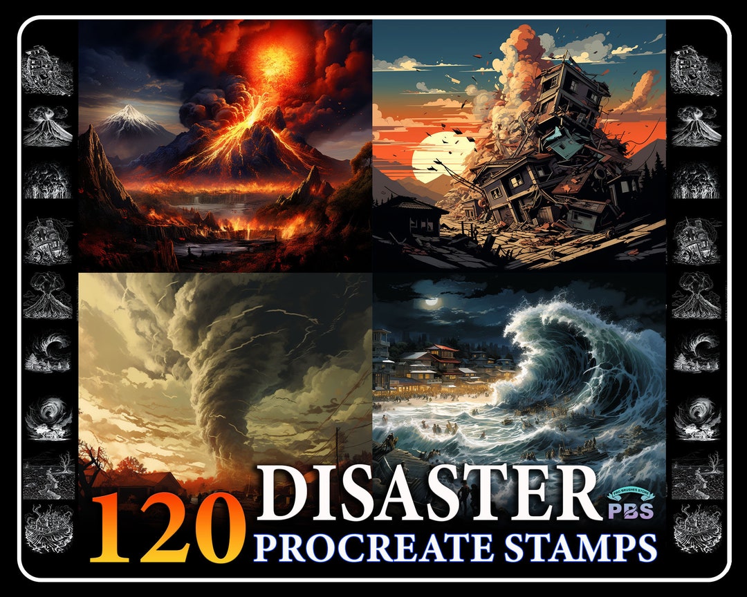 120 Procreate Disaster Stamps, Natural Disasters Stamps for Procreate ...
