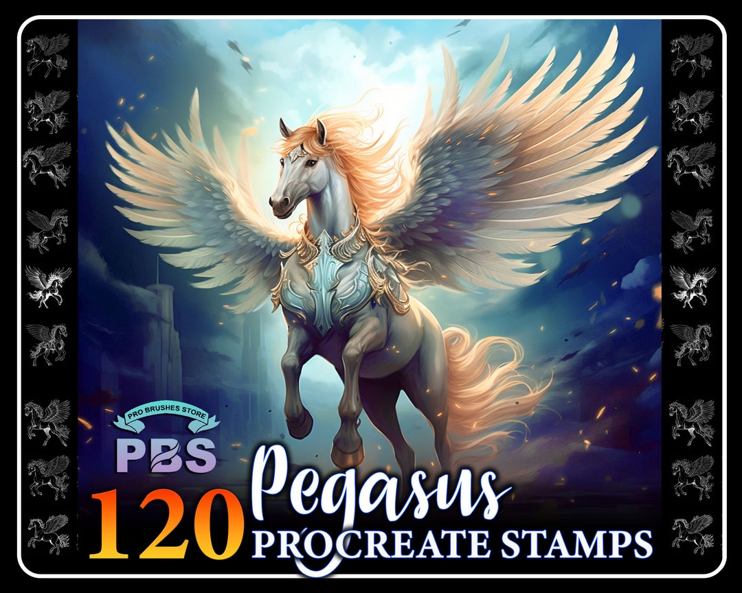 120 Pegasus Procreate Stamps: Mythical Art Brushes (digital Download ...