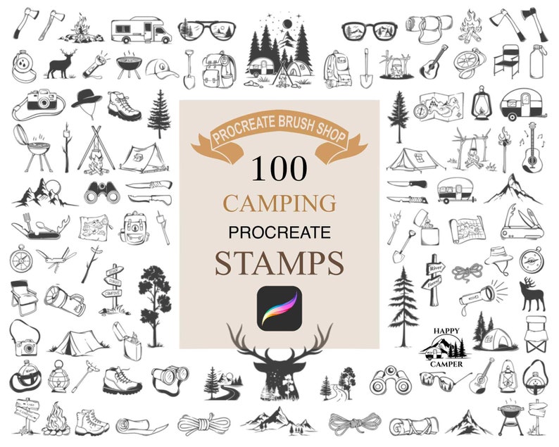 100 Camping Procreate Stamps: Brush Set Bundle (digital Download) - Etsy UK