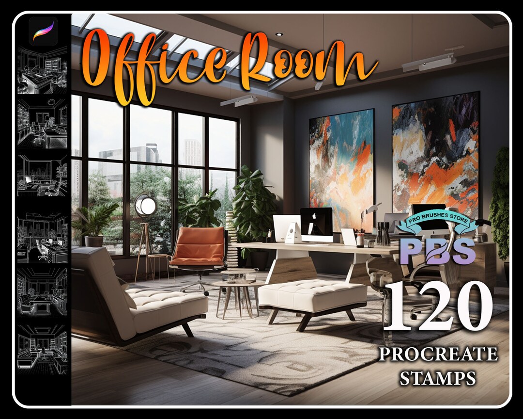 120 Procreate Office Room Stamps, Office Room Stamps for Procreate ...