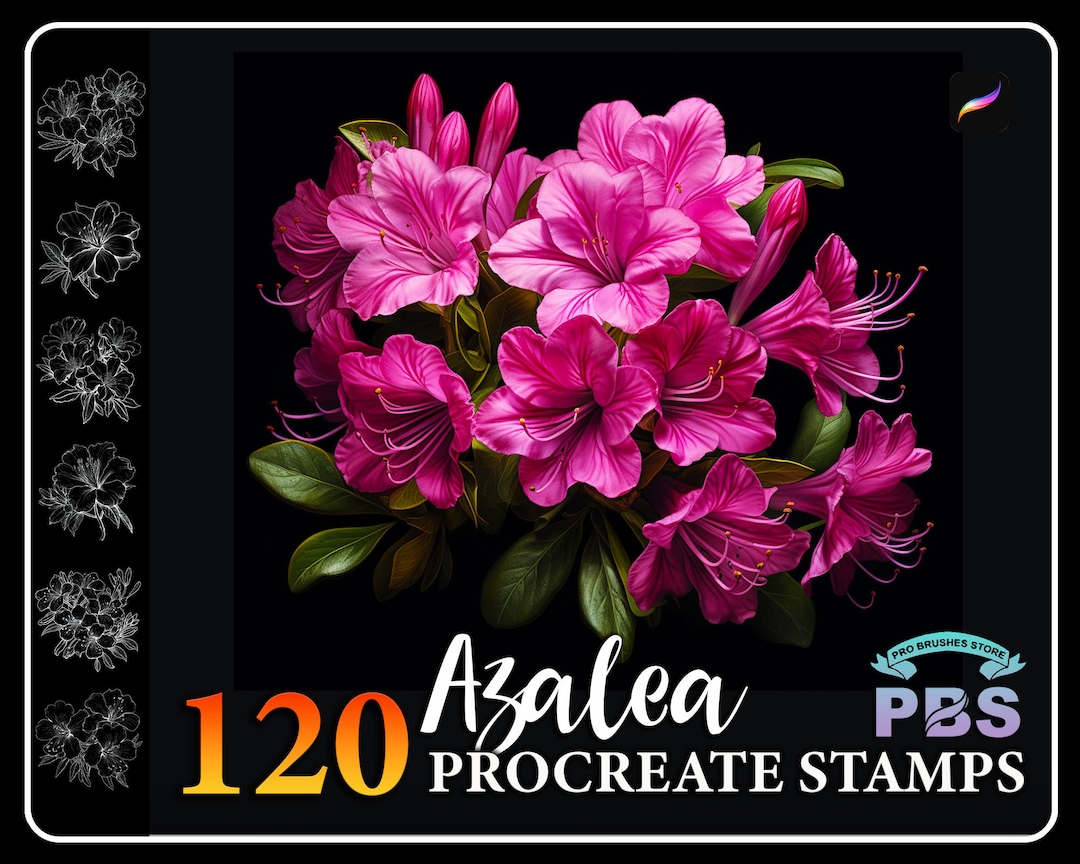 120 Procreate Azalea Stamps, Azalea Flower Brush for Procreate, Azaleas ...