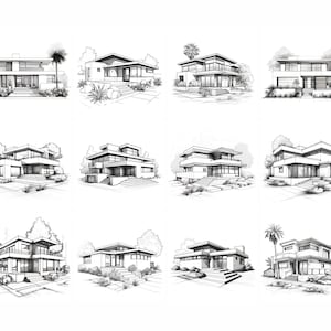 120 Procreate Modern Minimalist House Stamps, Modern Minimalist Stamps ...