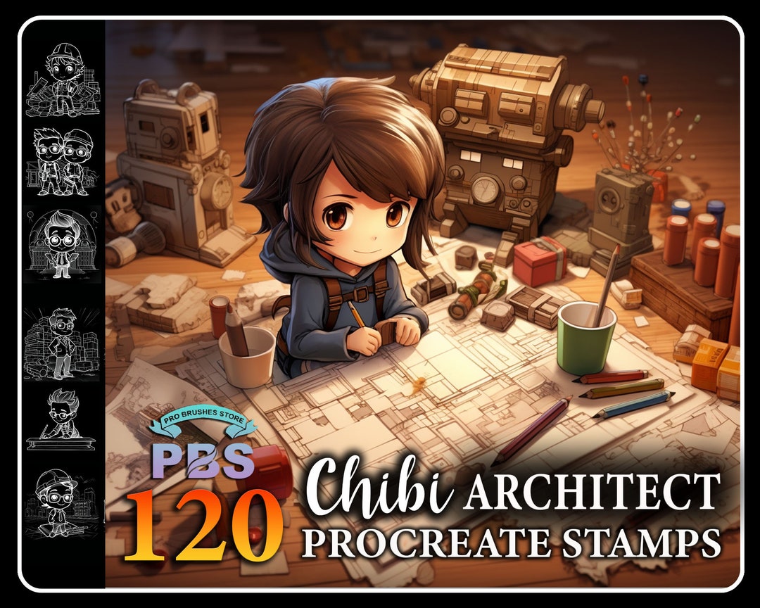 120 Procreate Chibi Architect Stamps, Chibi Architect Stamps for ...