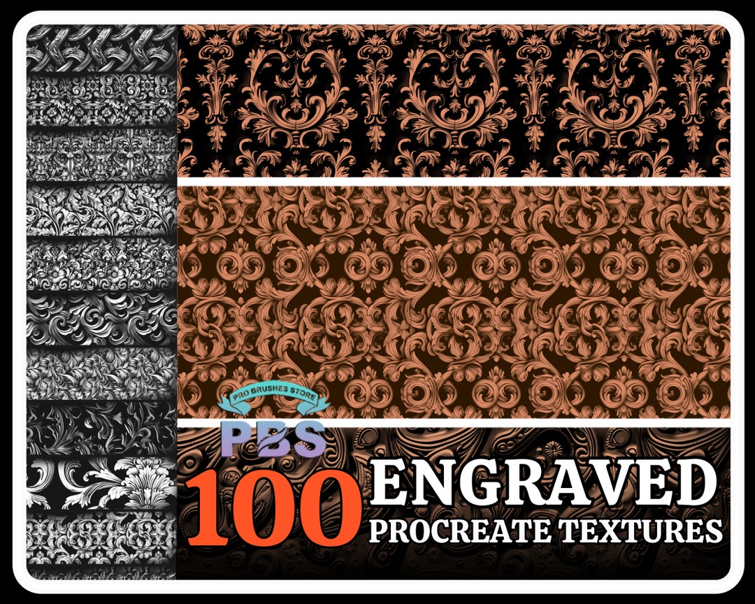 100 Engraved Texture Brushes for Procreate (digital Download) - Etsy