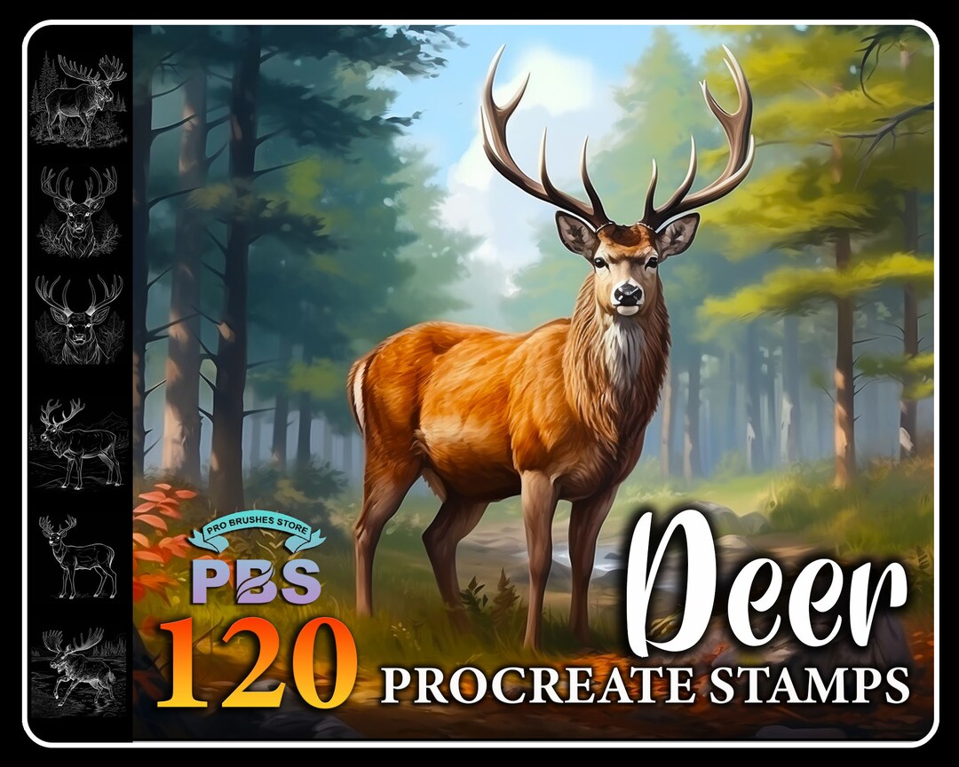 120 Procreate Deer Stamps, Deer Brush for Procreate, Realistic Deer ...