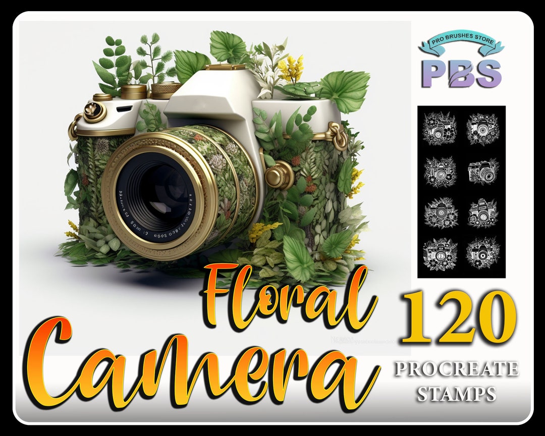 120 Procreate Floral Camera Stamps, Floral Camera Stamps for Procreate ...