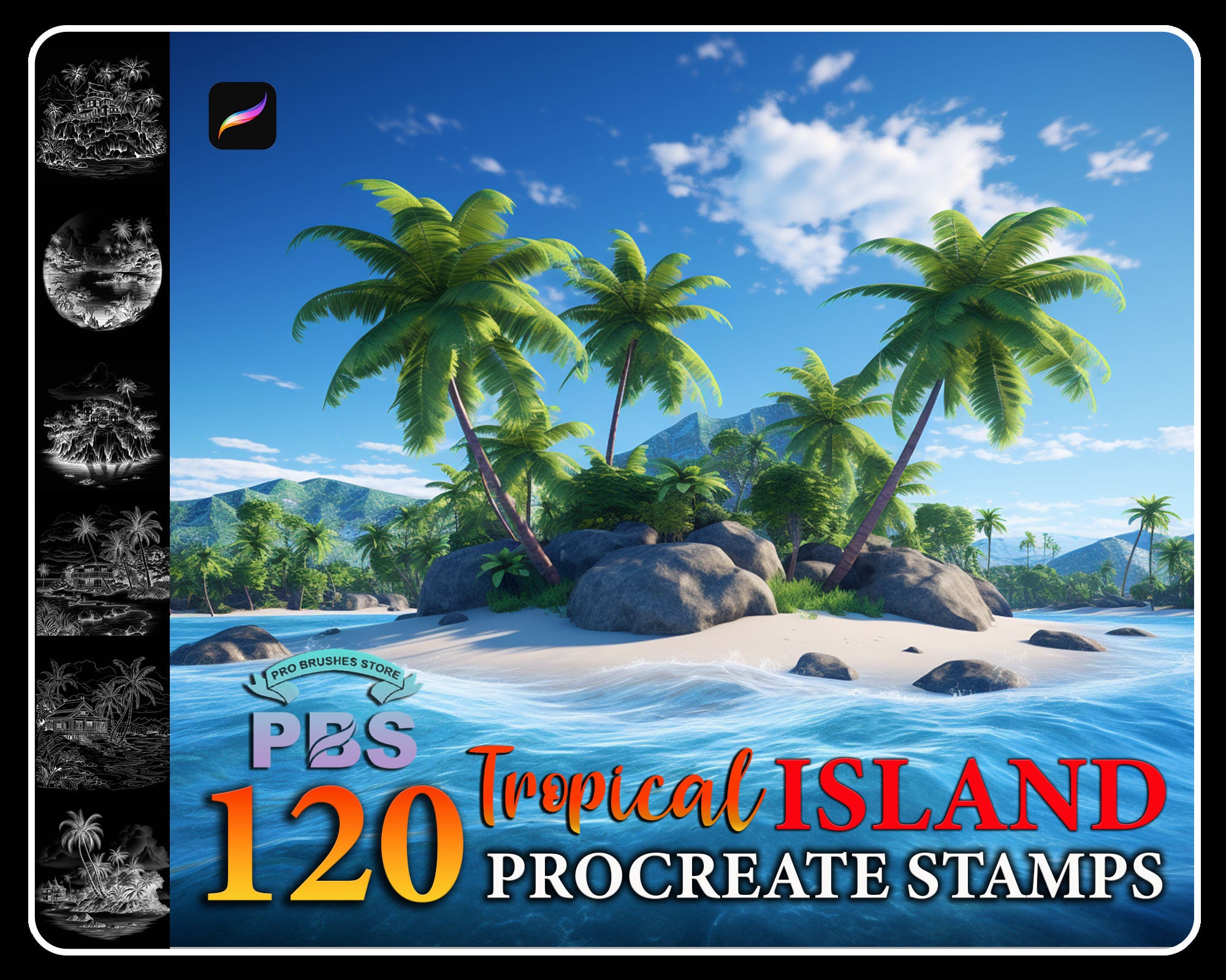 120 Procreate Tropical Island Stamps Tropical Island Stamps - Etsy