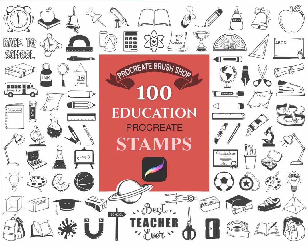 100 Procreate Education Stamps, Education School Brushes, Teacher ...