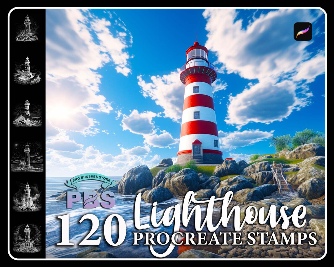 120 Procreate Lighthouse Stamps, Lighthouse Stamps for Procreate ...