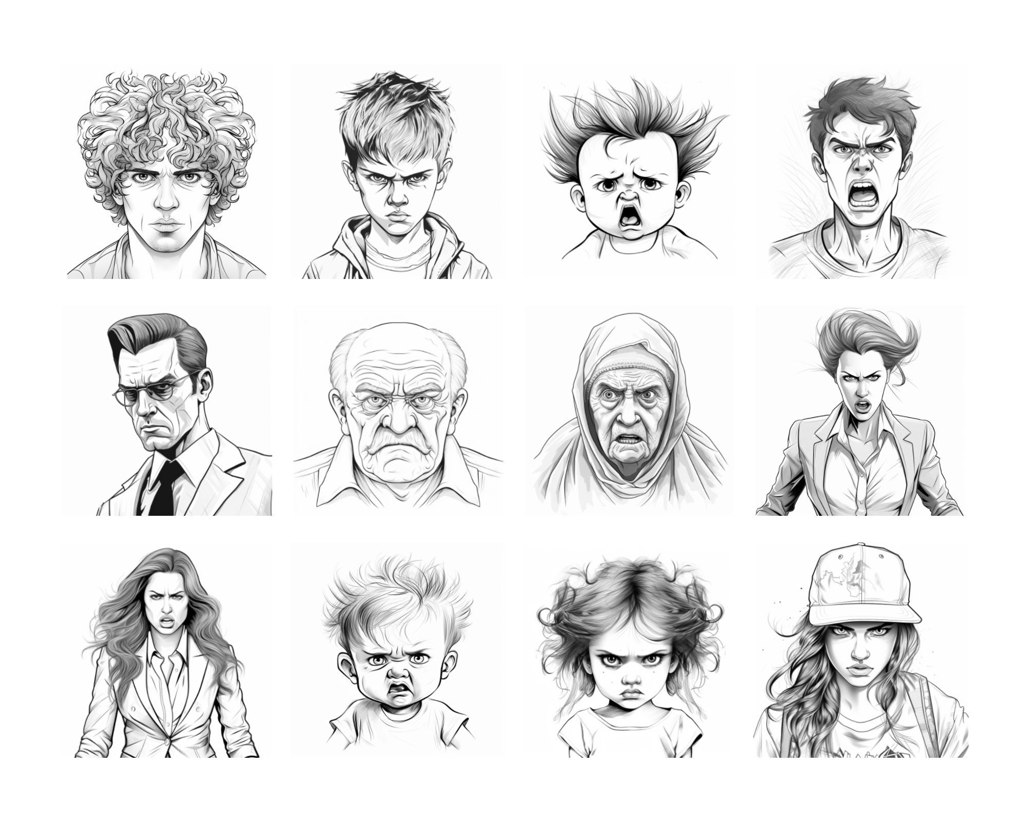 120 Angry Face Expression Procreate Stamps (digital Download) - Etsy