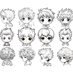 120 Procreate Chibi Boy Hair Stamps, Chibi Boy Hair Stamps for ...