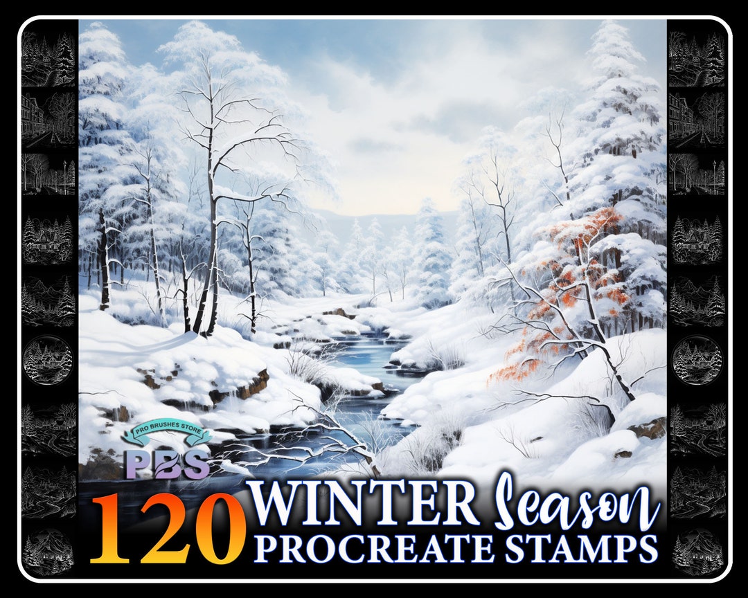 120 Procreate Winter Stamps, Winter Season Stamps for Procreate, Winter ...