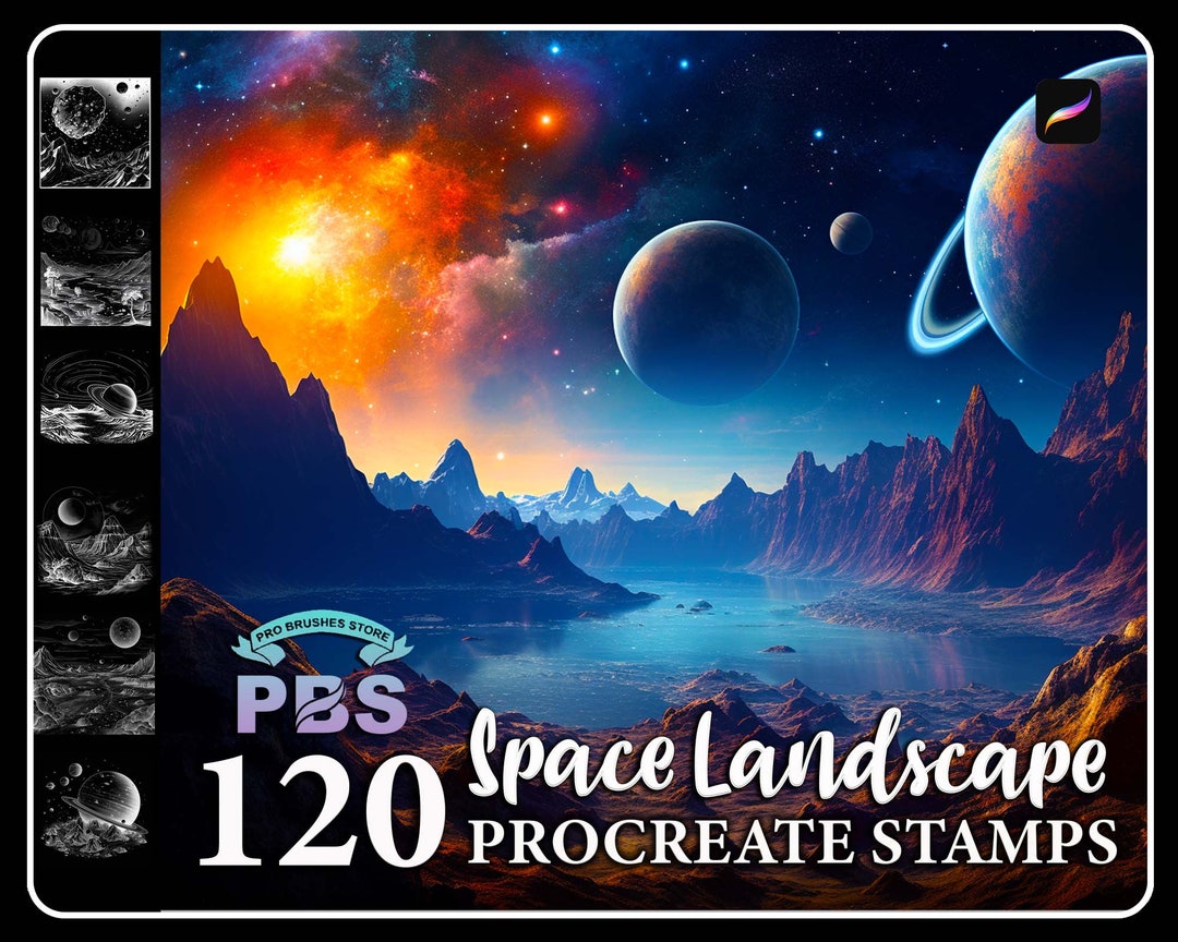 120 Procreate Space Landscape Stamps, Galaxy Stamps for Procreate, Space Scene Procreate Stamp ...