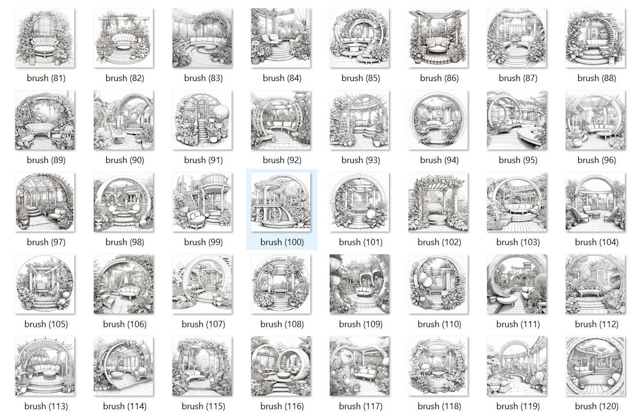 120 Procreate Gazebo Stamps Circular Bench Stamps for - Etsy