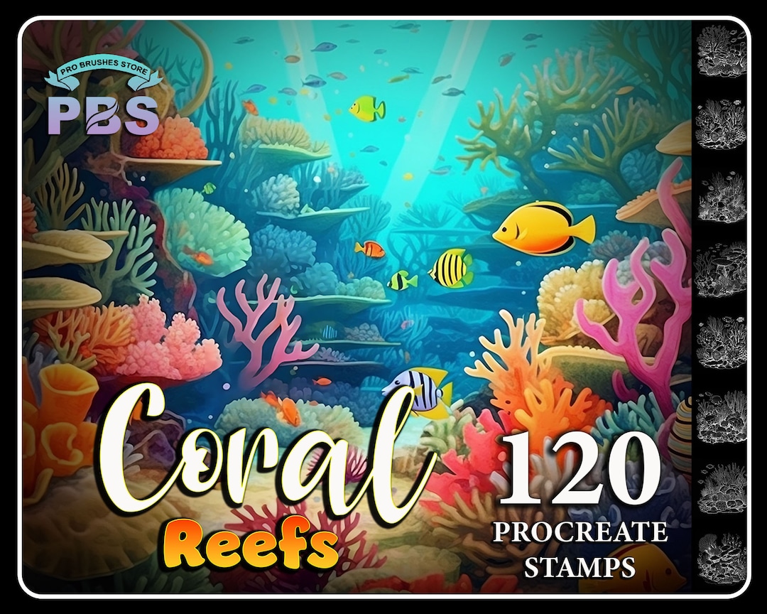 120 Procreate Coral Reefs Stamps, Coral Reefs Brush for Procreate, Underwater Procreate Stamp ...