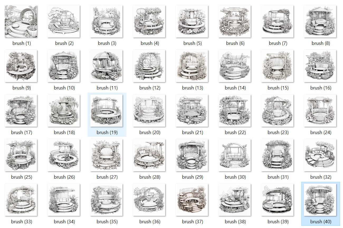 120 Procreate Gazebo Stamps Circular Bench Stamps for - Etsy