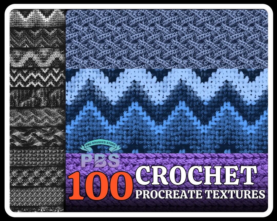 100 Procreate Crochet Textures, Crochet Textures for Procreate, Crochet ...