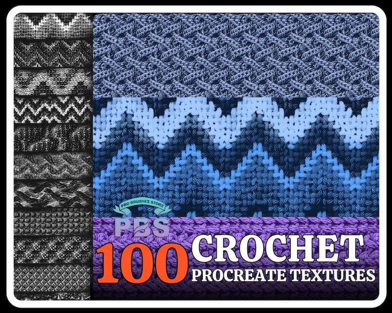 100 Crochet Procreate Textures: High-resolution Crochet Brushes ...