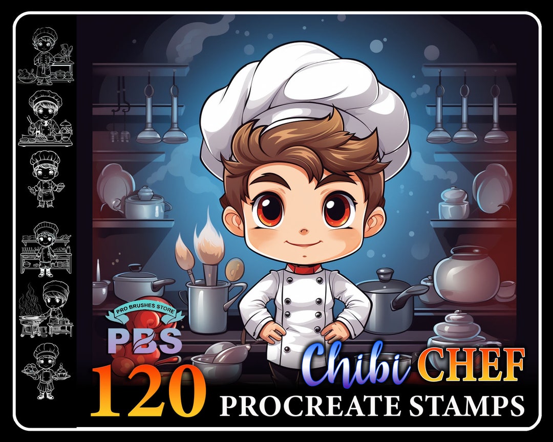 120 Procreate Chibi Chef Stamps, Chibi Chef Stamps for Procreate, Chibi ...