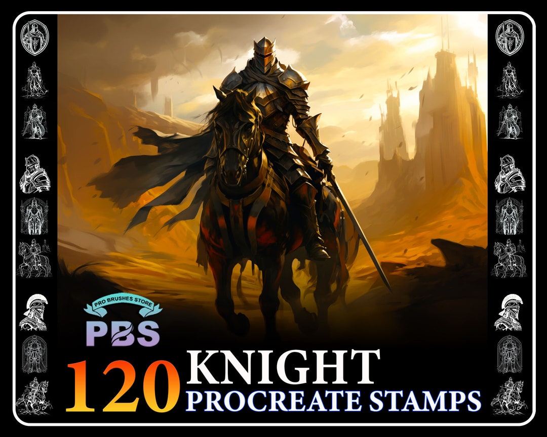 120 Procreate Knight Stamps: Medieval Warrior Brushes (digital Download ...