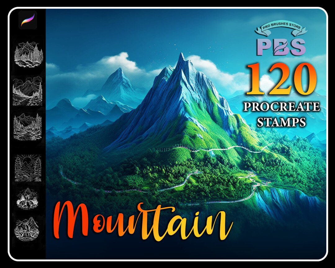120 Procreate Mountain Stamps, Mountain Stamps for Procreate, Nature Procreate Stamp - Etsy Canada