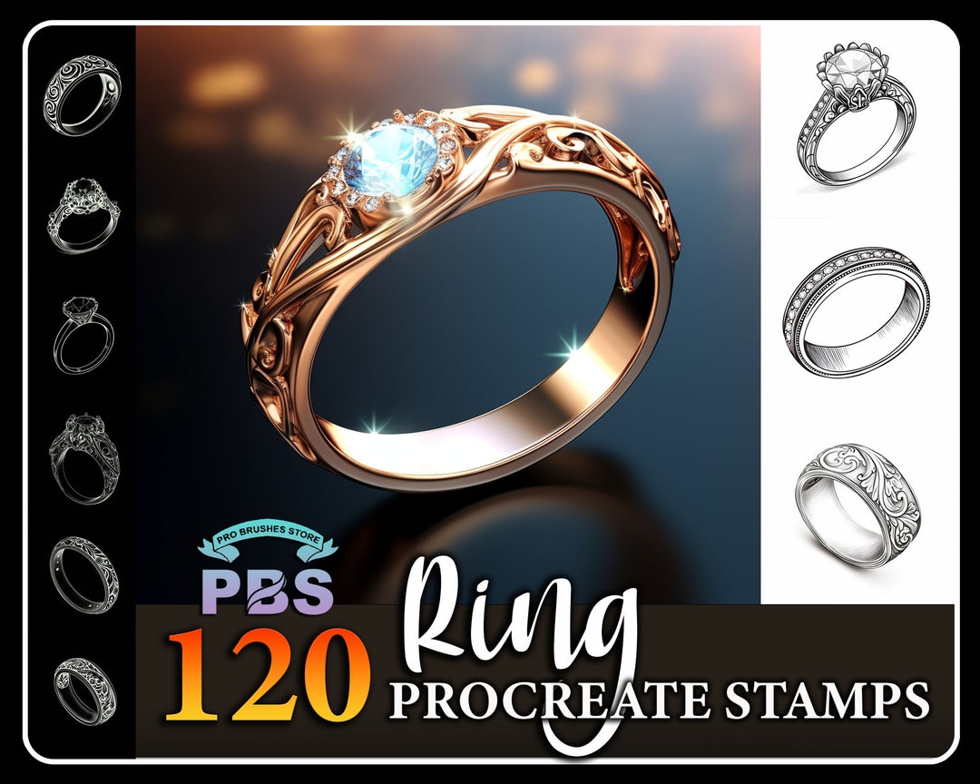 120 Ring Procreate Stamps: Jewelry & Wedding Design (digital Download ...